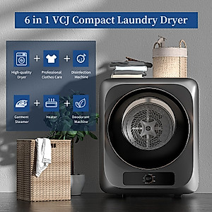 VCJ Portable Clothes Dryer for Apartment, 10lbs Compact Electric Laundry Dryer with Stainless Steel Tub, 1.5 cu.ft Suitable for Apartments, Dorm, RVS