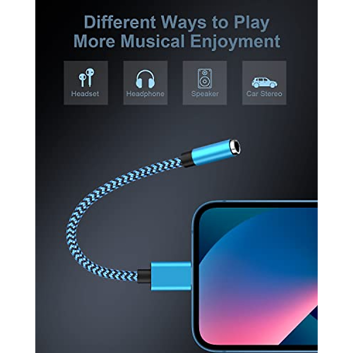 2-Pack Lightning to 3.5mm Aux Adapter, Headphone Adapter for Aux Cord [Apple MFI Certified] 3.5mm Jack Aux Audio Adapter Dongle for iPhone 14 13 12 11 Pro Max Plus Mini XR XS 8 iPad iPod