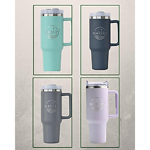 40 oz Tumbler with Handle and Straw, Vacuum Insulated Stainless Steel Travel Mug, Leak-Proof Iced Coffee Cup, Keeps Drinks Cold or Hot, Cupholder Friendly, Suitable for Gift (Charcoal)