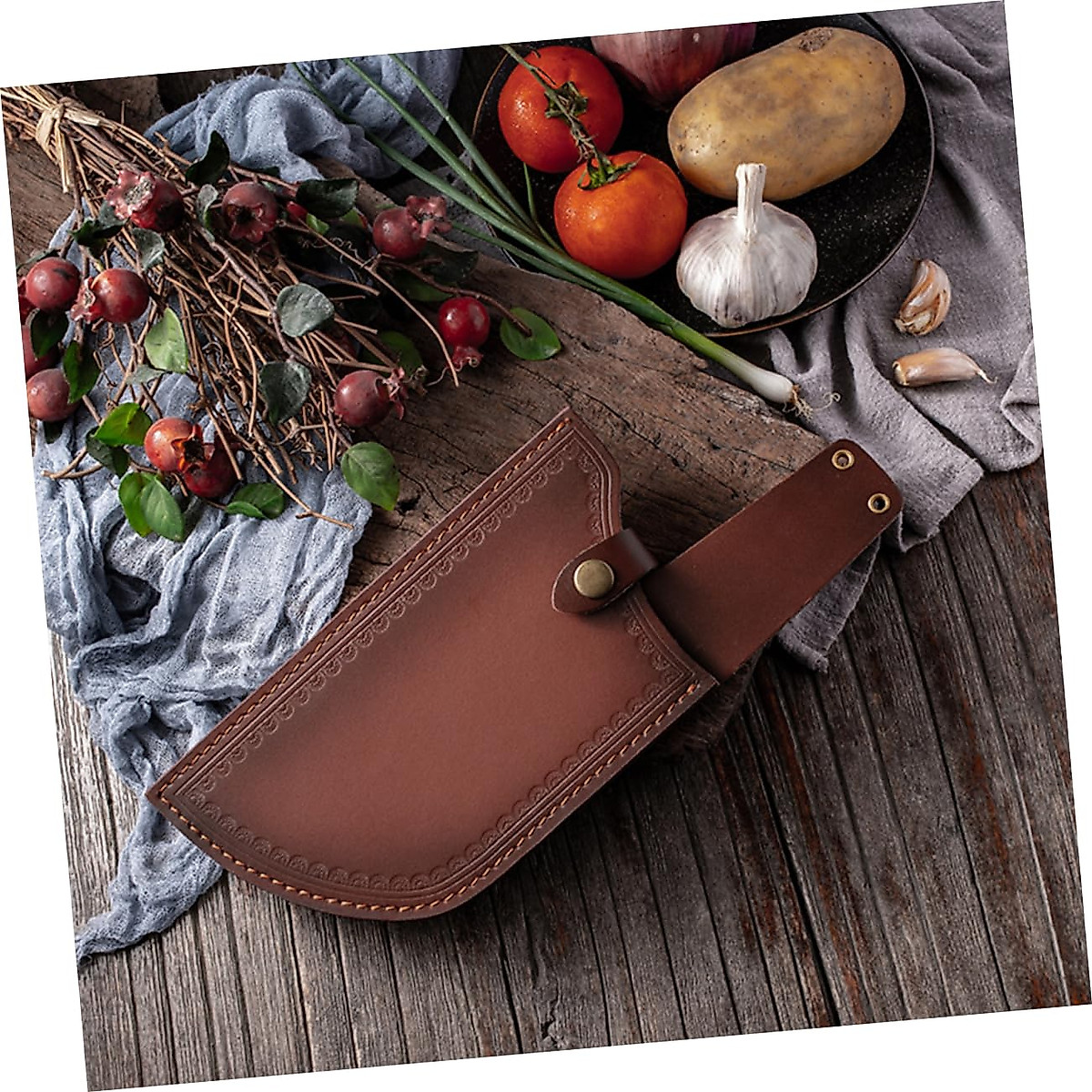 Wide Knives Protector Kitchen Leather Case Meat Cleaver Leather Blade Cover Kitchen Cleaver Sleeve Pocket Protector Holder Leather Storage Covers Home Supply