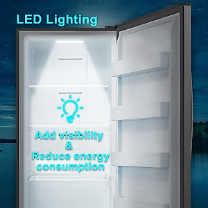 SMETA Upright Freezer Convertible Refrigerator|Freezers Garage Ready Standup Frost-Free Fridge Deep Freezer 18 Cuft Full Size with Tempered Glass Shelves SS