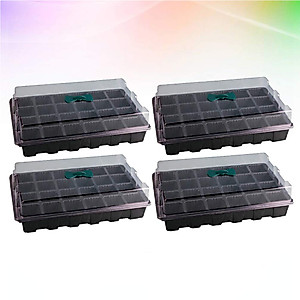 Happyyami 4 Sets 24 Plug Plant Trays Tray Kits Propagation Tray Germination Dome Germination Trays Supplies Starter pots Pot Trays Micro Greens Plant Germination Tray Organic Planter