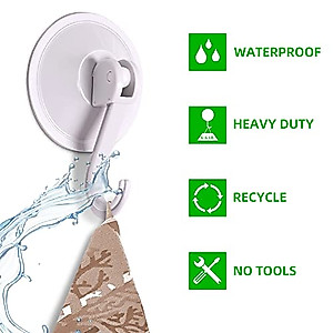 SUNDOKI Suction Cup Hooks, Removable Vacuum Holder for Restroom, Bathroom and Kitchen Towel Hanger Storage (4 Pack)