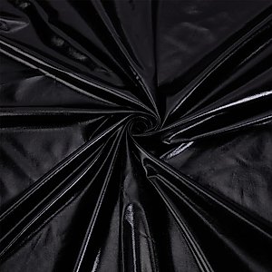 PH PandaHall 1 Yard Black Metallic Foil Fabric 59 Inch Wide Stretch Shiny Fabrics Foil Spandex Fabric for Halloween DIY Sewing Crafting Event Decoration Cosplay Costumes Package Christmas