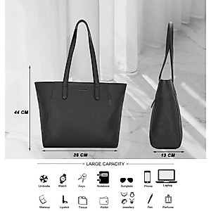MARC PETER Lisa Black Real Leather Tote Bag for Women | Top Handle Satchel | Women Fashion Shoulder Bag