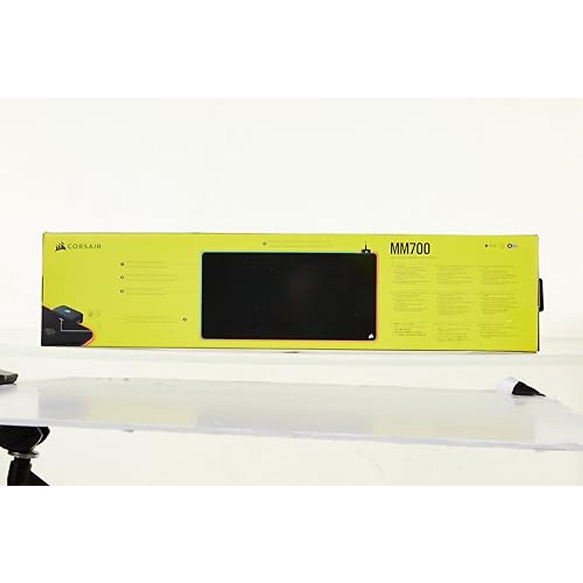 Corsair MM700 RGB Extended 3XL Cloth Gaming Mouse Pad/Desk Mat - Massive 1,220mm x 610mm (48” x 24”) Cloth Surface, 360° Three-Zone RGB Lighting, Two USB Ports - Black