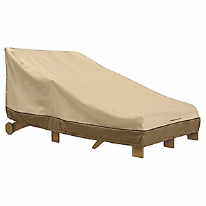 Classic Accessories 55-464-011501-00 Veranda Double Wide Patio Chaise Lounge Cover, Patio Furniture Covers, Pebble/Bark/Earth