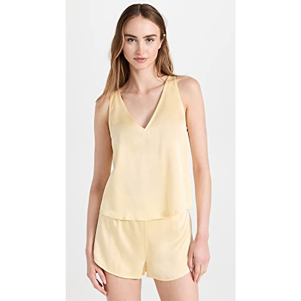 Lunya Women's Washable Silk Tank Pajama Set, Wayward Yellow, M