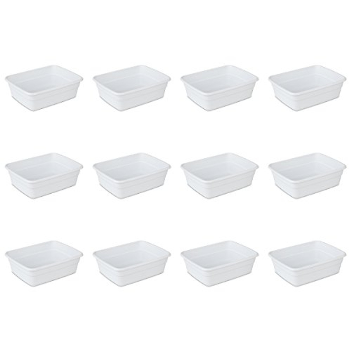 Sterilite 8 Quart Dishpan, White, 12-Pack,Classic White