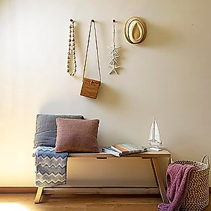 AFOOGA Hat Hooks for Wall Wood Wall Hooks - 4 Pack Wooden Wall Hooks for Hats - Wood Hooks Wall Mounted - Wall Coat Hooks - Wood Hooks for Hanging - Small Decorative Wall Hooks (Natural Walnut)