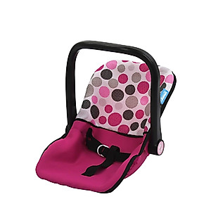 Hauck Pink Dot Doll Car Seat is a Plastic Shell with Fabric and Includes Harness Belt to Keep The Baby Doll Secure and can be Converted into a Feeding Chair, Multi