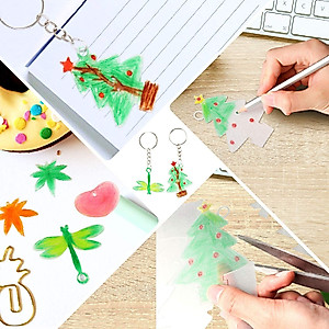 Rawskro 200 Pieces Shrink Plastic Sheet Kit Include 20 Blank Sheets Shrinky Art Paper,Hole Punch,165 Keychains Accessories,12 Colored Pencils for Kids Creative Craft Activities for All Ages