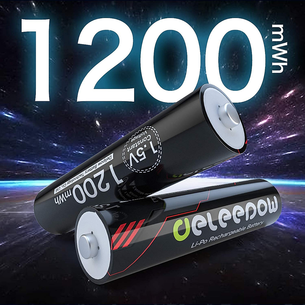 Deleepow Rechargeable AAA Batteries 1.5V Lithium 1200mWh, Lithium AAA Rechargeable Batteries 4-Pack 1.5V 1500 Cycle (Only Battery)