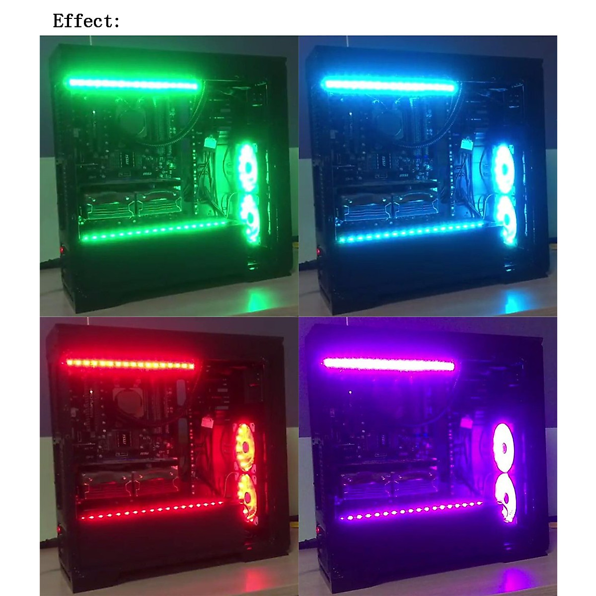 DS 2Pack 120MM RGB Case Fans with PC LED Strip Lighting, LED Silent Fans for Computer Cases, PC Case, CPU Cooler, Support to Aura or Mystic Light RGB SYNC (F Series)