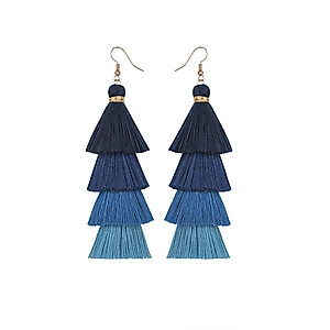 Milakoo 6 Pairs Colorful Tassel Earrings Long Layered Dangle Earrings Bohemian Drop Earrings