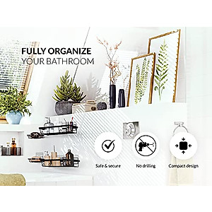 Bohemio Trends Shower Shelf - Premium Shower Caddy for Shower Organization - Adhesive Shower Rack - Stainless Steel Restroom Organizer - Pack of Two