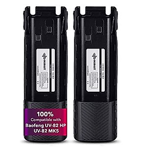 2PCs 3800 mAh Mirkit Replacement Batteries BL-8 Li ion 7.4V for Baofeng UV-82HP, UV-82HPL, UV-82, UV-82C, UV-82X, Two-Way Ham Radios, Rechargeable Extended Batteries by Mirkit Radio, USA Warranty