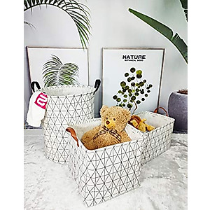 ASKETAM Square Canvas Collapsible Fabric Baby Toy Box Storage Bin Bedroom Decor Closet Kids Laundry Baskets Toy Organizer,Shelf Basket Nursery Storage,Gift Baskets(Geometric Rhombus)