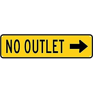 KILSPU No Outlet Right Arrow Road Warning Sign Street Road Metal Sign 4x16inch