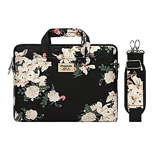 MOSISO Laptop Shoulder Bag Compatible with MacBook Air 15 inch M2 A2941 2023/Pro 16 2023-2019 M2 A2780 M1 A2485 A2141,15-15.6 inch Notebook,Polyester Syringa Carrying Briefcase Sleeve with Belt