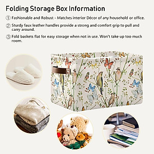 KOPIRIT Butterflies Birds Storage Bins for Organizing Collapsible Storage Basket Container Organizer with Handles for Laundry Shelves Closet Clothes Nursery