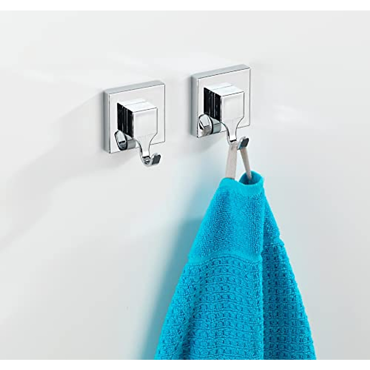Wenko "Quadro" Wall Hooks with Vacuum-Loc, Silver, 2-Piece