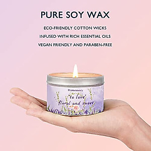 Homemory Candles for Home Scented, Lavender & Rose Scented Candles, Candles Gifts for Women, Natural Soy Candles, Stress Relief Candles with Essential Oils, Hand-Poured Aromatherapy Candle, 6oz