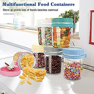 Morandi Overnight Oats Containers with Lids and Spoons 6 Pack, 16 OZ Glass Mason Jars for Overnight Oats Healthy Meal Prep, Oatmeal Container Storage for Cereal Milk Salad Chia Pudding