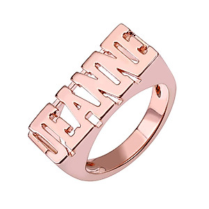 AILIN 925 Sterling Silver/Brass Name Ring Personalized Year Initial Statement Rings Gold/Rose Gold Color Party Birthday Jewelry With Gifts Box For Men Women