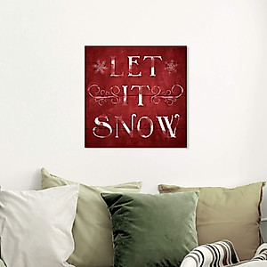 Wynwood Studio Holiday and Seasonal Wall Art Canvas Prints 'Let It Snow' Christmas Home Décor, 20" x 20", Red, White