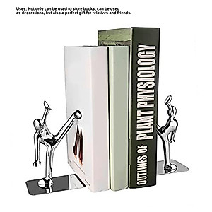 Bookends，Book Ends，Book Ends for Shelves，1 Pair Metal Bookends Stainless Steel Kung Fu Man Heavy Duty Bookends Decorative for Books Movies Home Desk Office