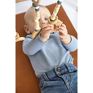 SONDER Double Sided Vegan Leather Changing Mat - Infant and Toddler Multipurpose Portable Waterproof Diaper Pad - Compact for Travel - Deluxe Diaper Changer (14" x 22", Sugar Almond + Honey Gold)