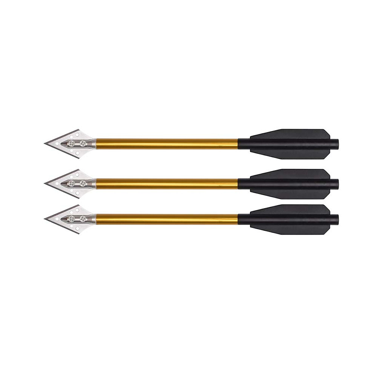 Bow and arrow college Mini Crossbow Bolts Miniature Crossbows Arrows Gold Aluminum Body with Screw Tip Broadhead(Pack of 3)