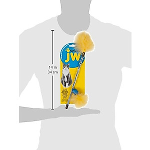 JW Petmate Cataction Feather Wand Toy, Multicolor