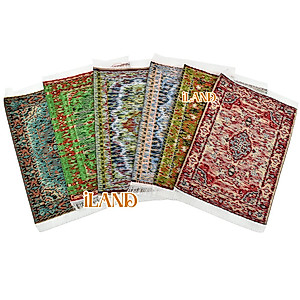 iLAND Miniature Dollhouse Accessories of Woven Dollhouse Rug 9.4” x 5.7” 9.2" x 1.8" for Dollhouse Furniture on 1/12 Scale and Dolls 3” - 12” (2pcs Spring)