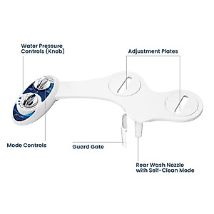 LUXE Bidet NEO 120 - Self-Cleaning Nozzle, Fresh Water Non-Electric Bidet Attachment for Toilet Seat, Adjustable Water Pressure, Rear Wash (Blue)