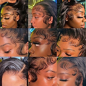 EpyIsm Body Wave Lace Front Wigs Human Hair 180% Density 13x4 HD Lace Frontal Wigs for Women Human Hair Lace Front Wigs 9A Glueless Wigs Human Hair Pre Plucked with Baby Hair Natural Color 24 Inch