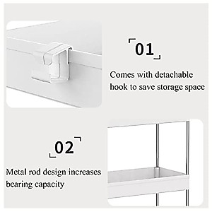 YUEGOO Kitchen Sinks Solid Under Sink Storage Rack, 2 Tier Under Bathroom Sink Organizers and Storage Multifunctional Under Cabinet Storage Rack Under Sink/White/40 * 22 * 31cm