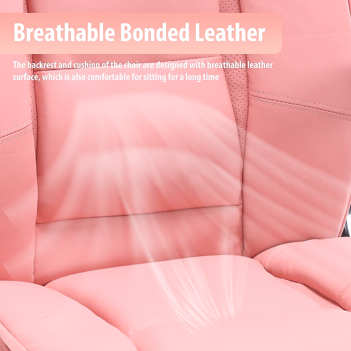 REFICCER Pink Office Chair, Ergonomic High Back Executive Office Desk Chairs for Women, 90°-120° Rocking Computer Chair with Wheels, Swivel Lumbar Support Home Office Desk Chair