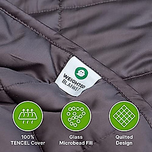 GhostBed 15 lb Weighted Blanket - 100% Cooling & Breathable Tencel Cover with Premium Glass Microbead Fill, 60" x 80" (Queen), Grey