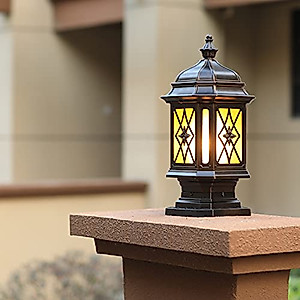 Enlylyog Chinese Style Outdoor Waterproof Courtyard Terrace Gate Wall Landscape Garden Creative Outdoor Home Villa Column Head Lamp,Hotel Outdoor Garden Stigma Lamp