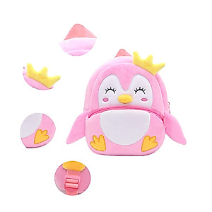NICE CHOICE Cute Toddler Backpack Toddler Bag Plush Animal Cartoon Mini Travel Bag for Baby Girl Boy 2-6 Years(Cute Penguin)