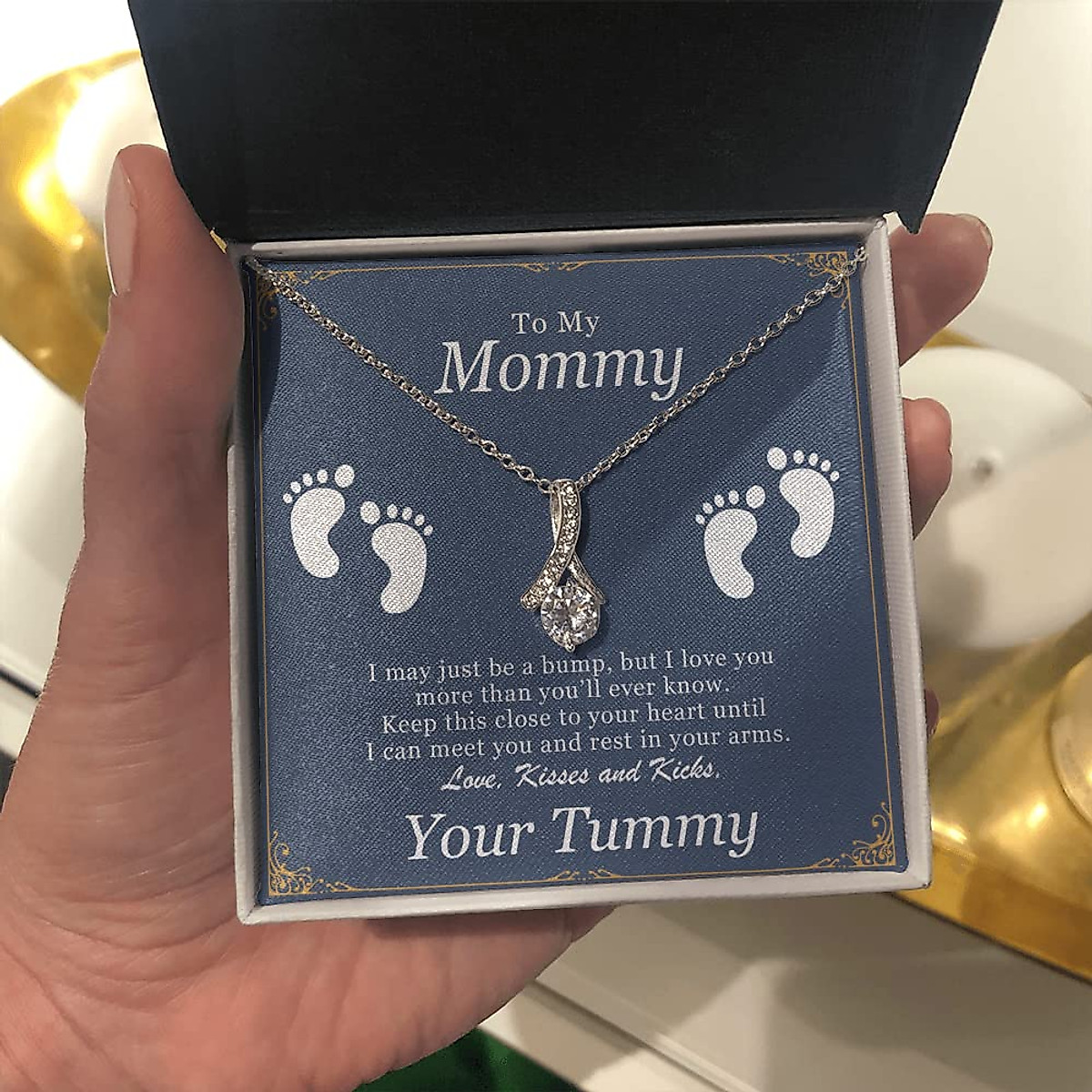 To My Mommy From Your Tummy Necklace, Mommy Gift From Unborn Baby, New Mom Gift, New Mom Gift From Husband, Baby Bump Gift, New Mom Gift Idea, Pregnant Wife Gift