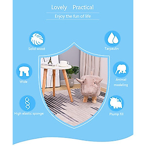 EKUEE Footstool Kids Learning Stool Calf Dinosaur Stool Elephant Hippo Bench Shoes Bench Stool Children Cartoon Stool Solid Wood Animal Stool Toy Doll?Kids (Gray Elephant)