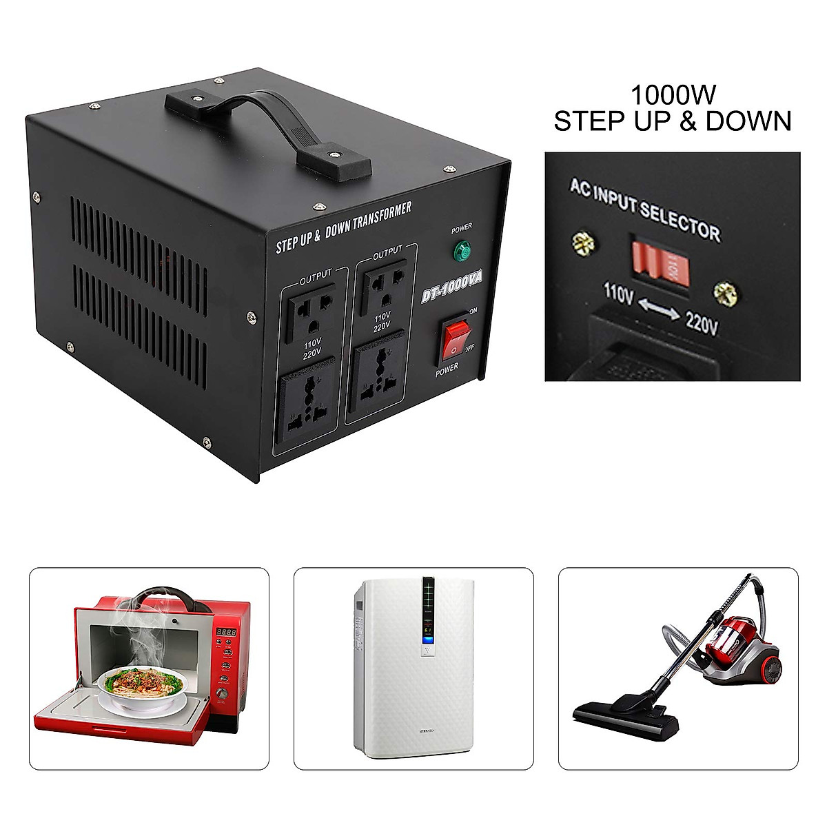 Patioer 1000W Voltage Converter Transformer(230V to 110V, 110V to 230V), Step Up/Down Converter 110/120 Volt - 220V/230V/240V Volt (1000W)