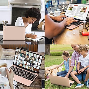 Ruzava/Aocwei 14" Laptop 6GB DDR4 256GB SSD Intel N4020(Up to 2.8Ghz) 2-Core Win 11 Notebook 1920x1080 FHD Dual WiFi BT 4.2 Support 512GB TF&1TB SSD Expand with Wireless Mouse for Work Study-Gold