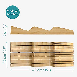 Navaris In-Drawer Knife Block - Organizer with Slots for 13 Knives - Bamboo Storage Insert for Kitchen Drawers 5 15/16" Wide x 15 3/4" Deep x 2" High