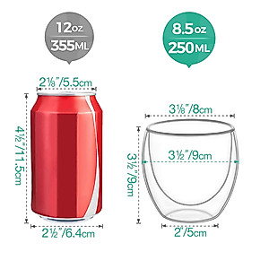 ComSaf Double Wall Glass Coffee Mugs 8.5 OZ 12 OZ, Insulated Thermal Cups for Office Home, Drinking Glasses For Tea/Coffee/Latte/Cappucino/Cafe/Milk, Clear