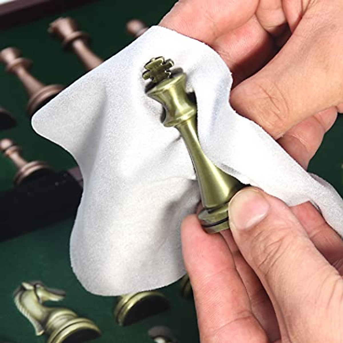 Large Metal Deluxe Chess Retro Copper Plated Alloy Chess Adult Set Board Game Portable Wooden Box Storage Folding, 2 Players Chess Set