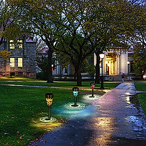 SUNWIND Solar Garden Lights Outdoor Decorative Mosaic Glass Pathway Lights White LED Solar Landscape Lights Waterproof for Lawn Path Patio Yard Walkway